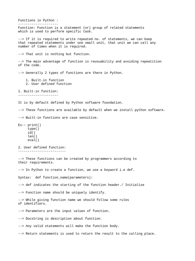 Functions in Python | PDF | Subroutine | Parameter (Computer Programming)