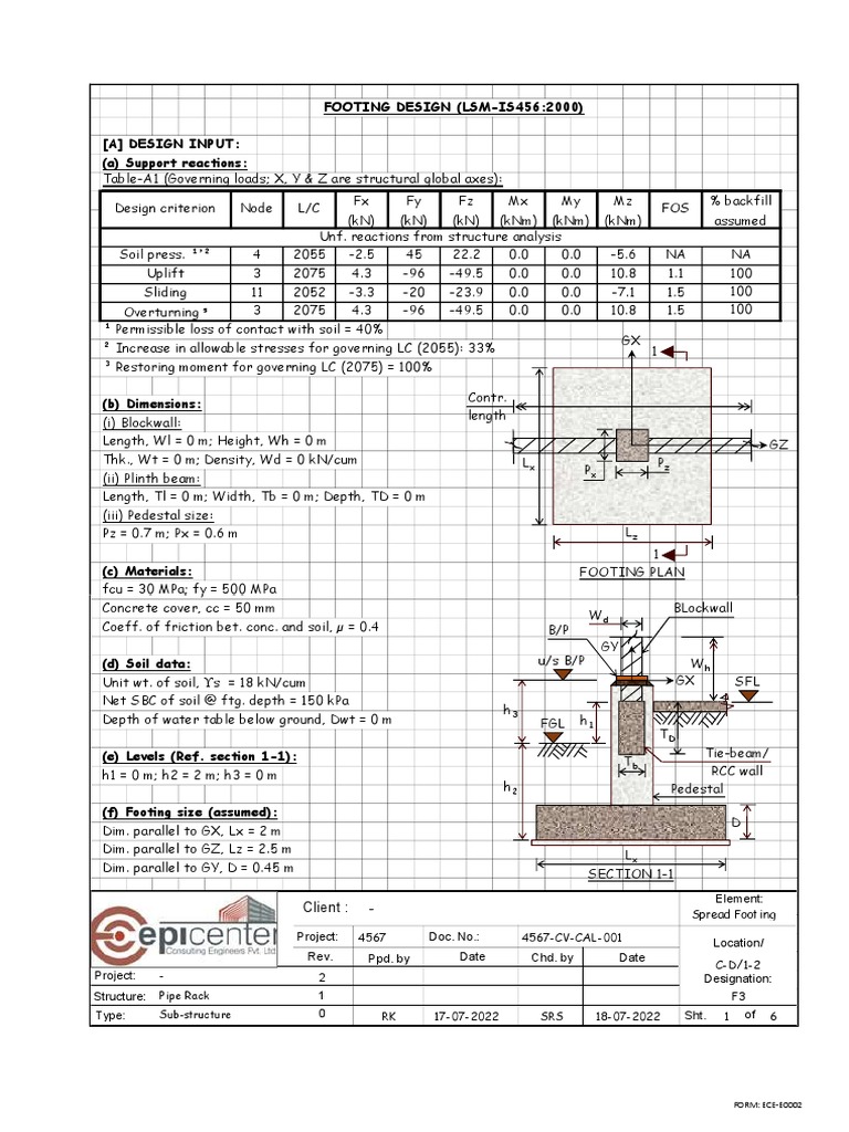 F3-Piperack Footing Design | PDF | Mechanical Engineering | Civil Engineering