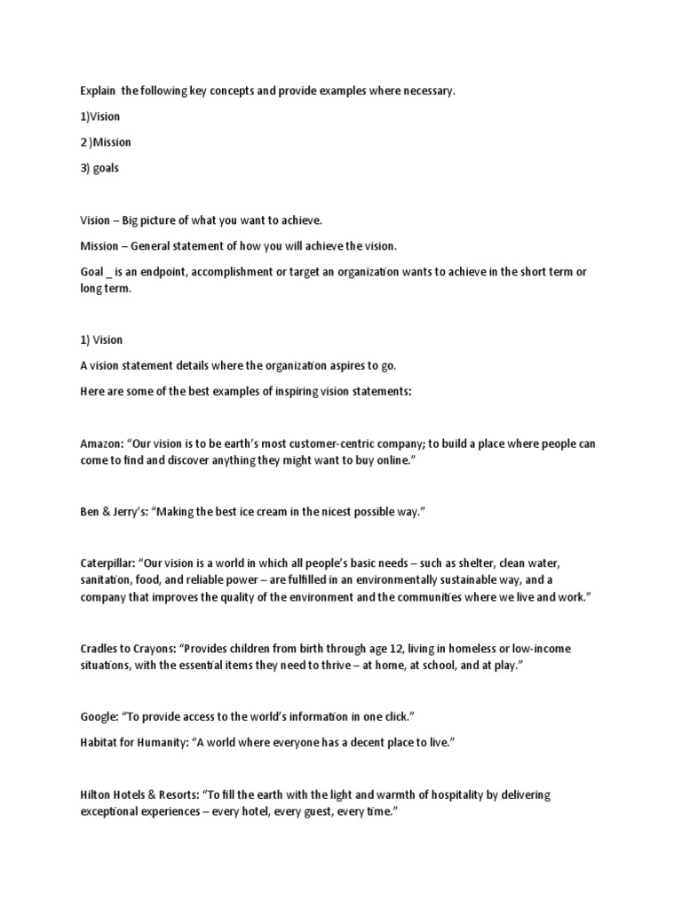 Vision, Mission and Goals | PDF | Goal | Sustainability