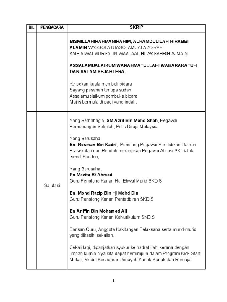 TEKS MC Perasmian Webex | PDF