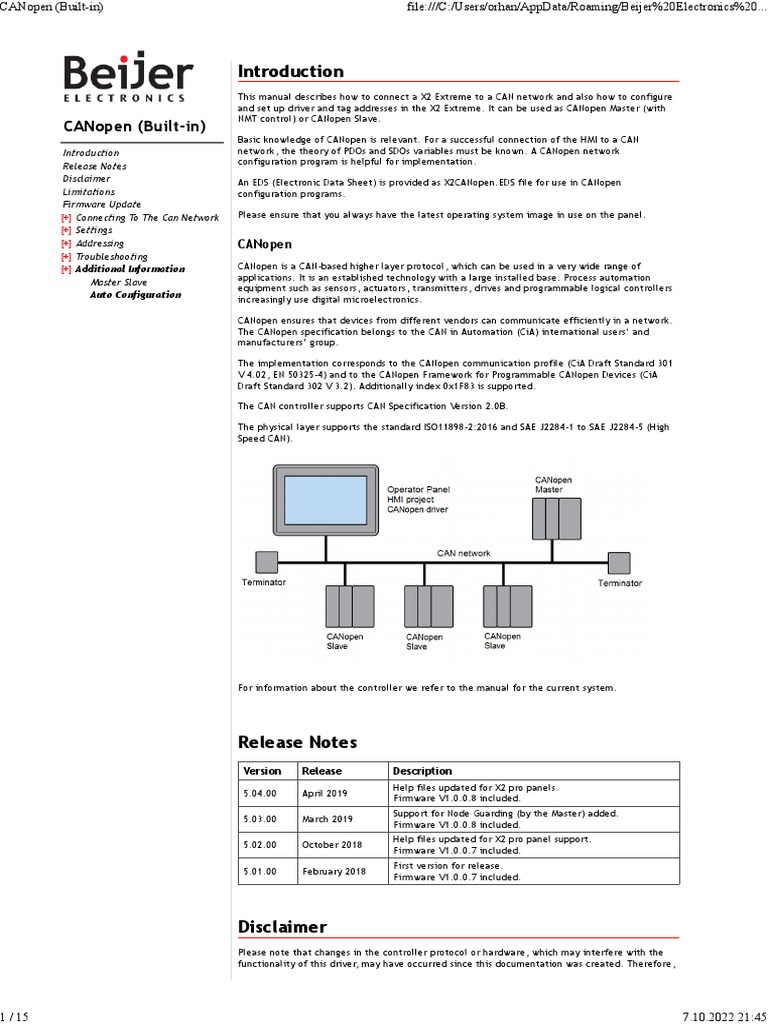 Beijer - CANopen (Built-In) | PDF | Computing | Computer Science