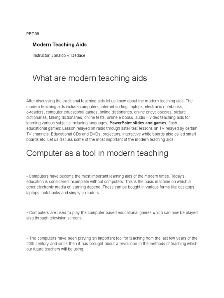 Modern Teaching Aids Overview | PDF | Dvd | Teachers