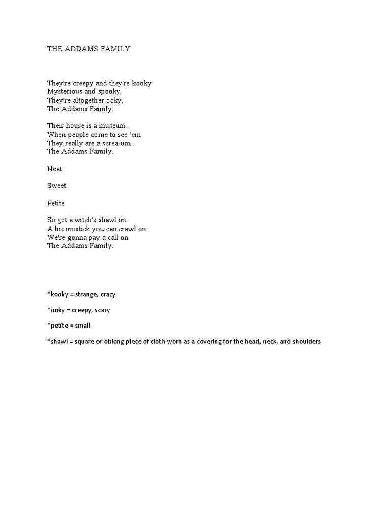 The Addams Family, Lyrics | PDF