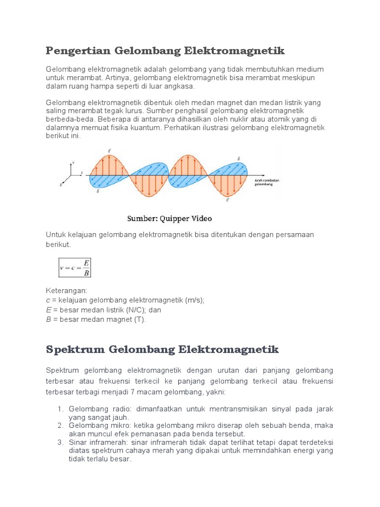 Pengertian Gelombang Elektromagnetik | PDF