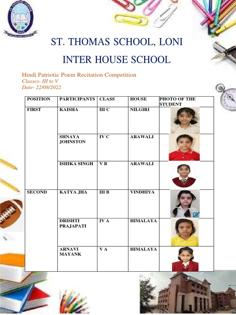 Interhouse Competition Aug 2022 | PDF