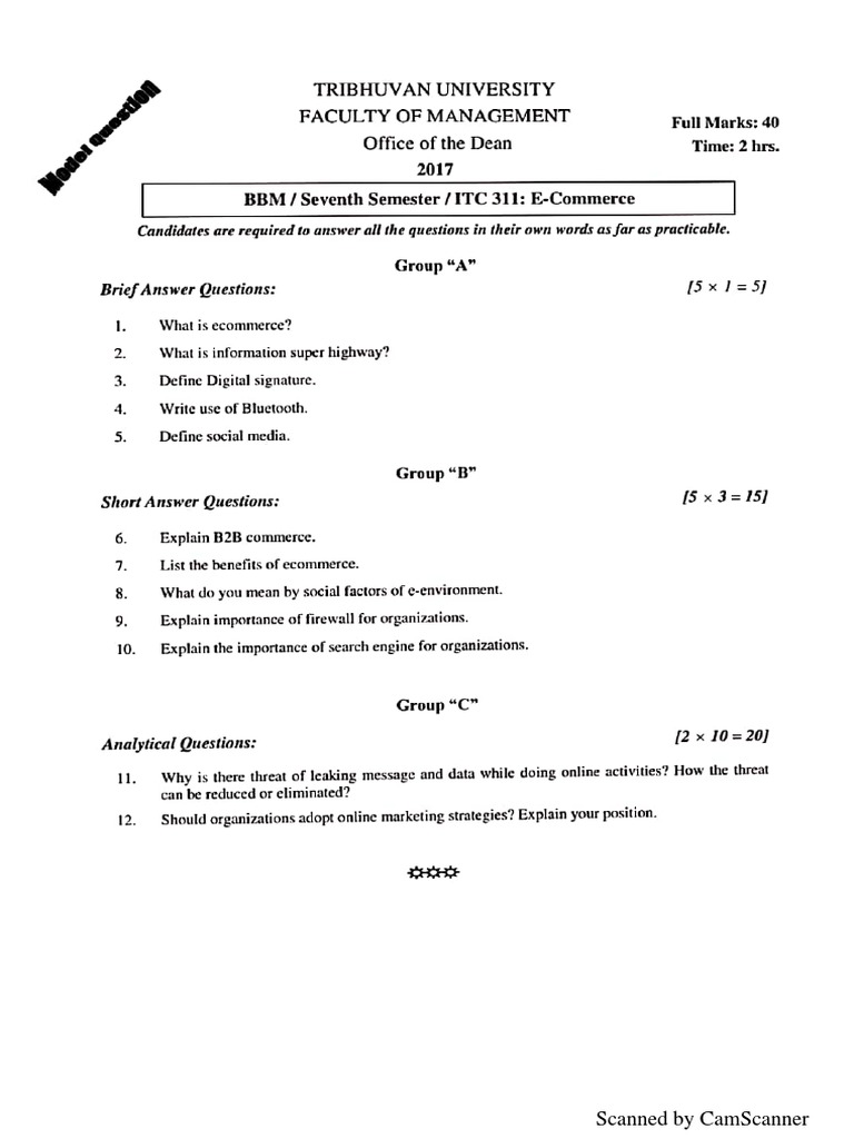 BBM 7th Sem Compulsory Subject Questions | PDF