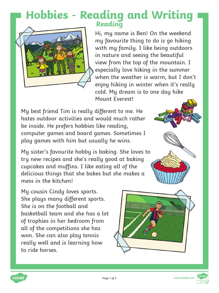 T Eal 1646368590 Hobbies Esl Beginner Reading and Writing Ver 1 | PDF