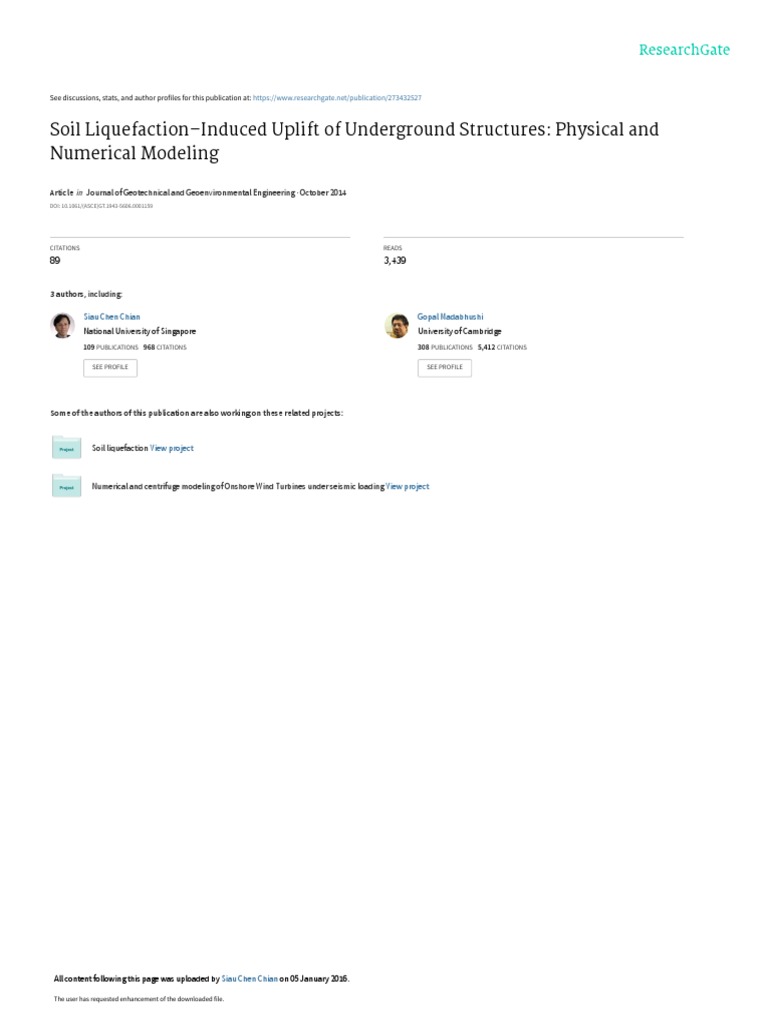 Soil Liquefaction-Induced Uplift of Underground ST | PDF | Earthquakes ...