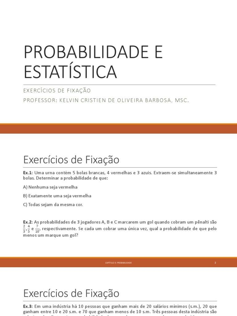 Probabilidade e Estatistica | PDF | Probabilidade