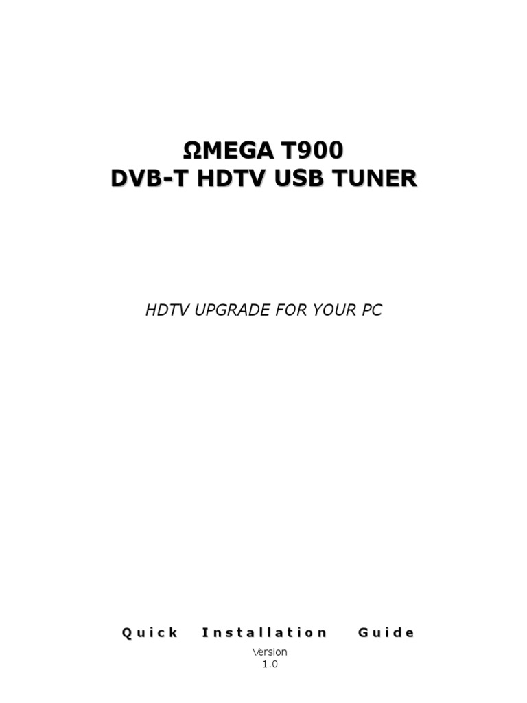 Omega DVB-T T900 User Manual EN | PDF | Installation (Computer Programs ...