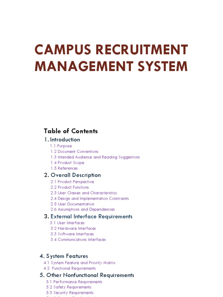 Campus Recruitment Management System | PDF | Use Case | Databases