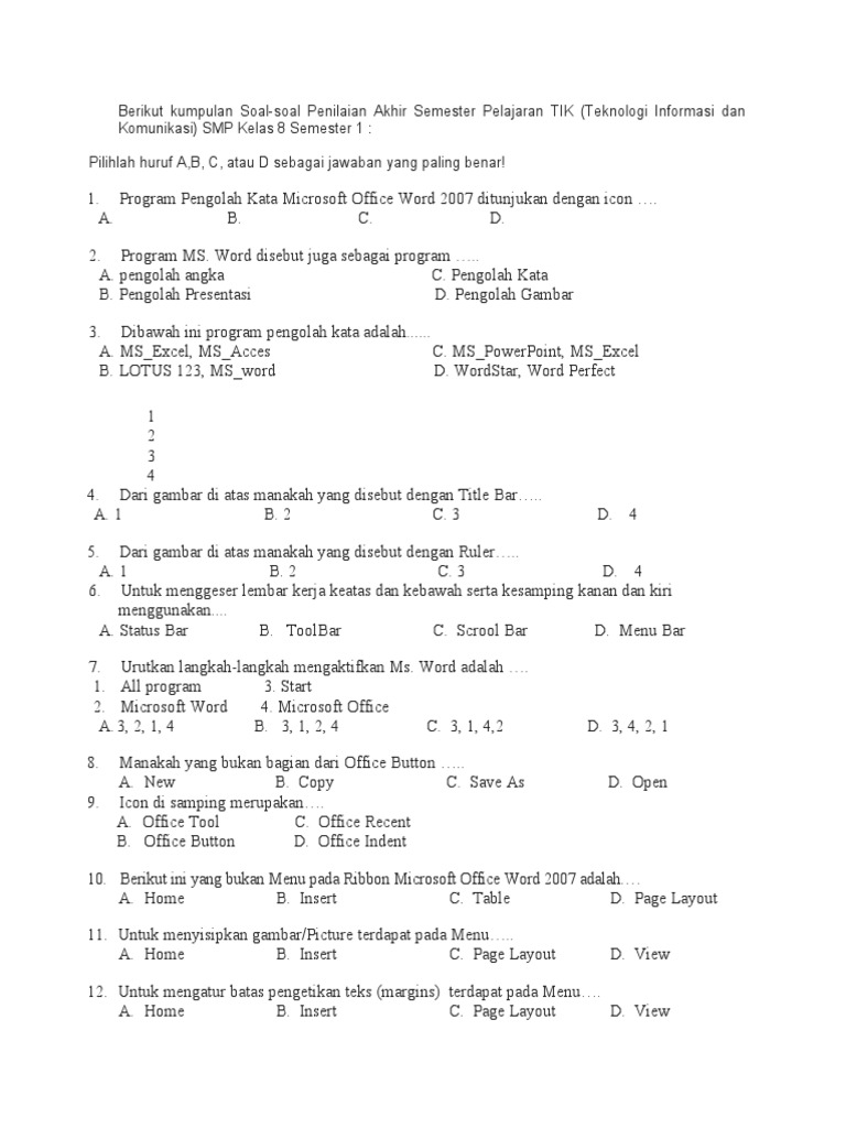 Contoh Soal TIK Kelas 8 | PDF