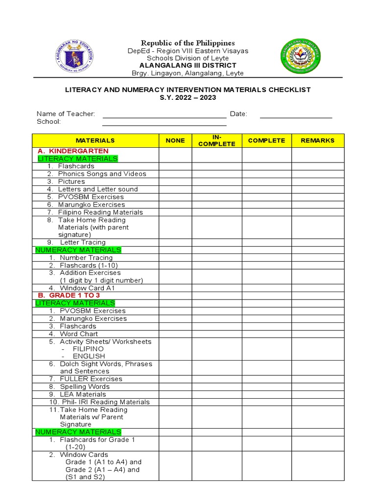 LITERACY AND NUMERACY INTERVENTION Edited | PDF | Cognitive Science | Behavior Modification