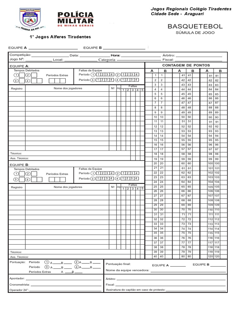 Súmula - Basquetebol | PDF