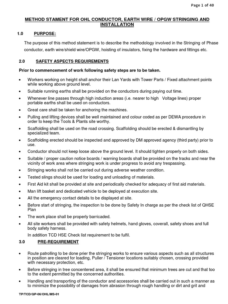 M. Statment Lines - OHL Instal & Testing | PDF | Wire | Insulator ...