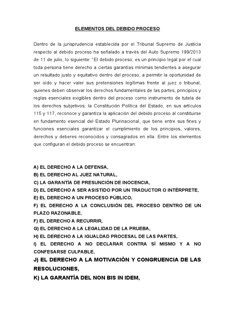 Elementos Clave del Debido Proceso | PDF | Debido al proceso ...