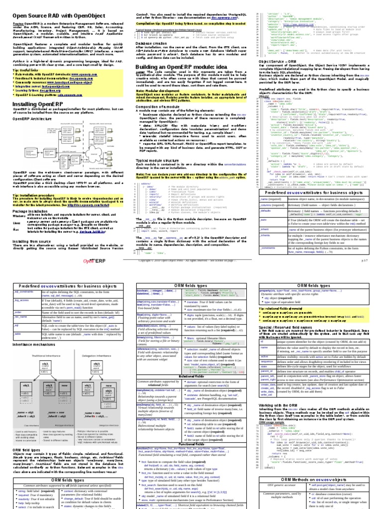 OpenERP Technical Memento v0.6.4 | PDF | Object Relational Mapping ...