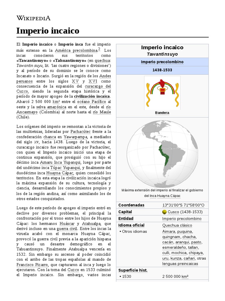 Expansión del Imperio Incaico | PDF | Imperio Inca | Perú