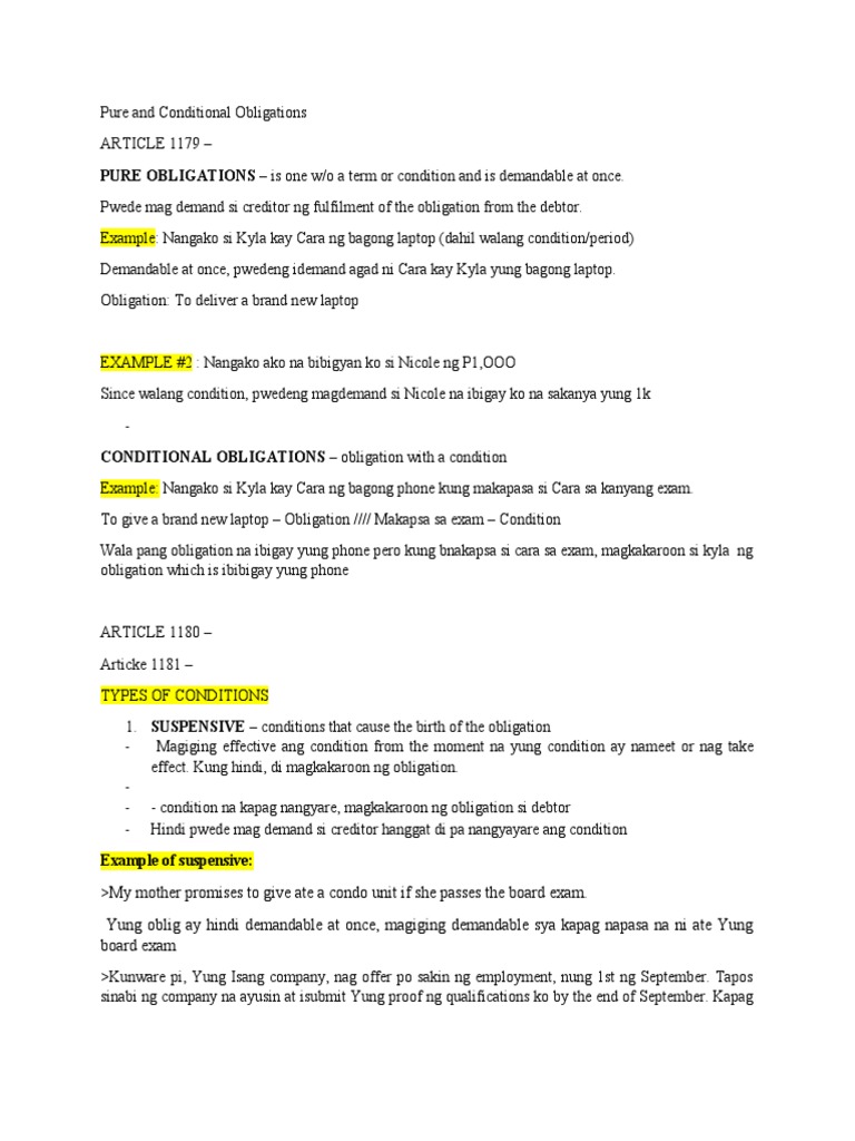Pure and Conditional Obligations | PDF | Debt | Liability (Financial ...