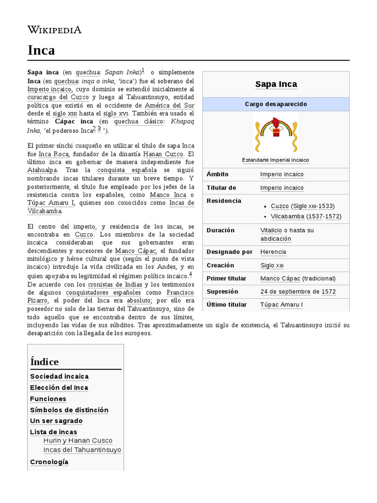 Inca | PDF | Imperio Inca | Perú