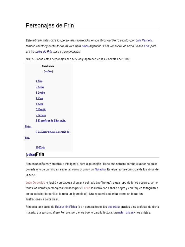 Personajes de Frin | PDF | Pelo