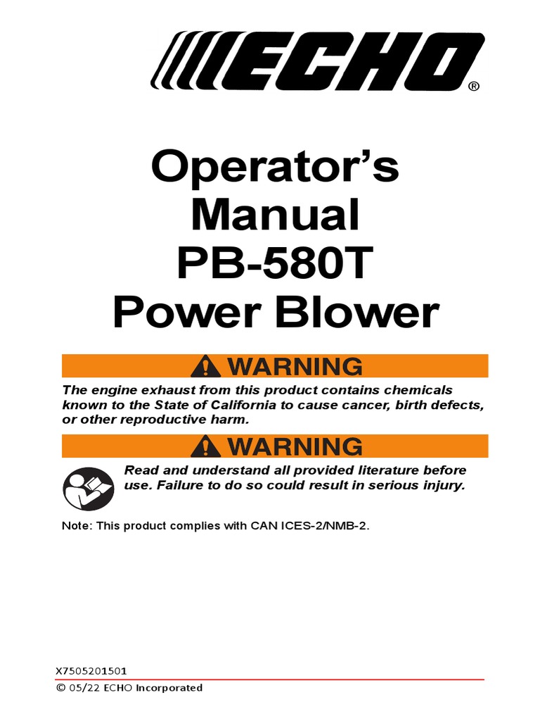 PB-580T P55515 051122 e Operating Manual | PDF | Gasoline
