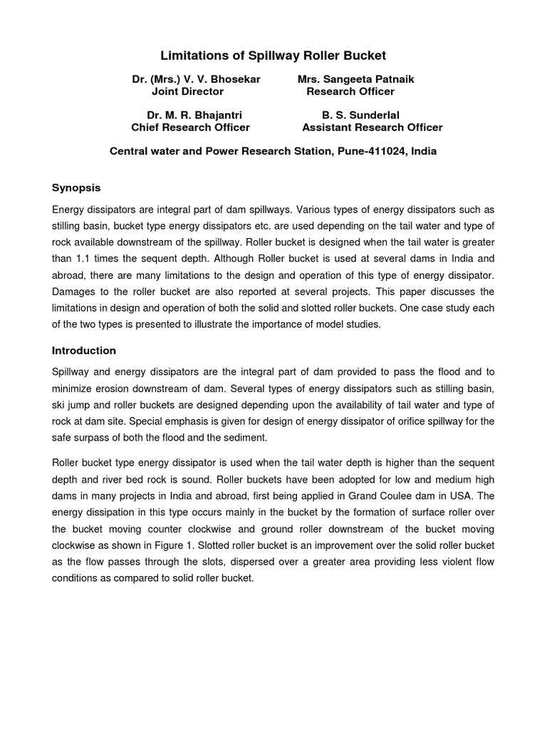 Limitations of Spillway Roller Bucket Design: Insights from Case ...