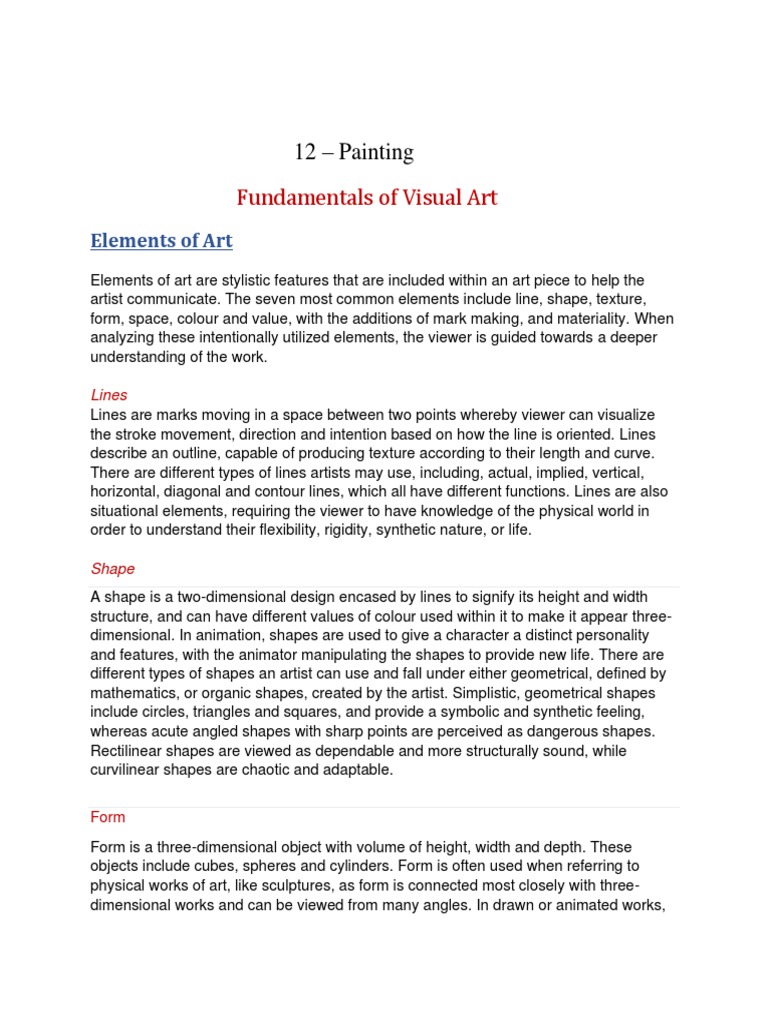 11 Painting - Fundamentals of Visual Art - Notes and Video Link | PDF ...