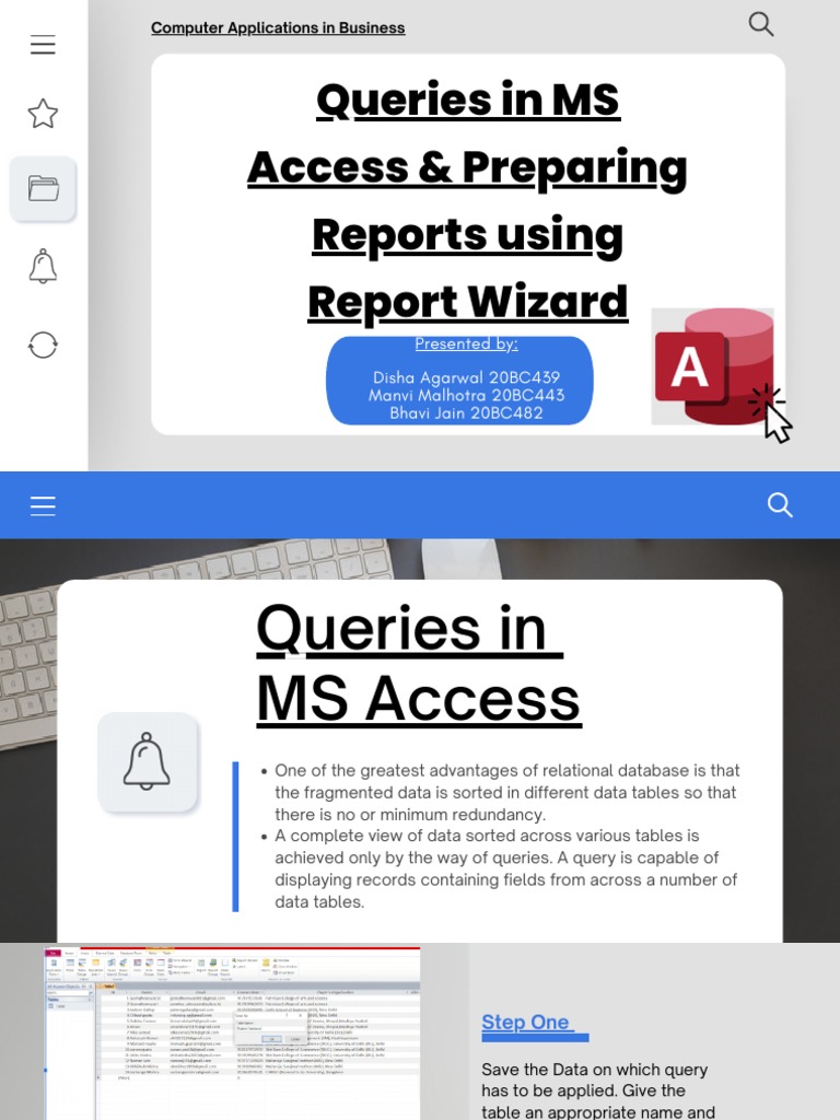 Queries in MS Access & Preparing Reports Using Report Wizard | PDF ...