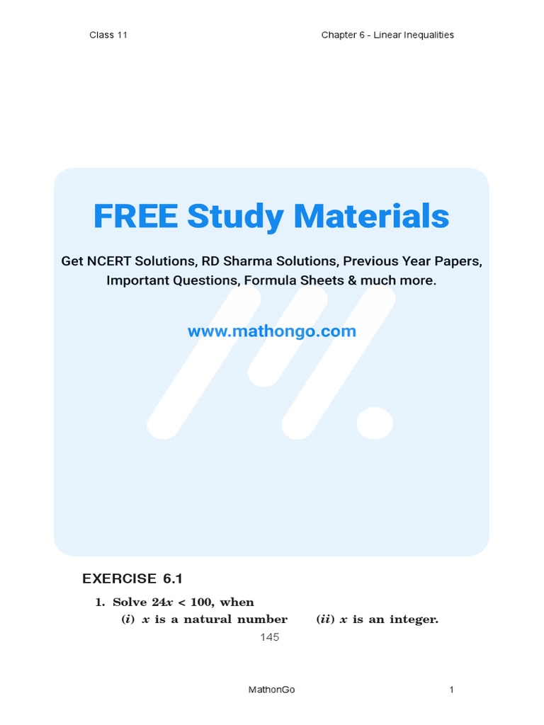 Ncert Solutions Class 11 Maths Chapter 6 Linear Inequalities Pdf 8331