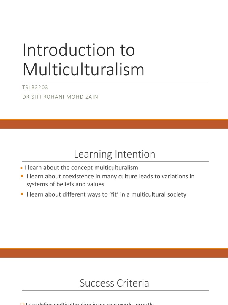 TOPIC 1 - Introduction To Multiculturalism - 2020 | PDF ...