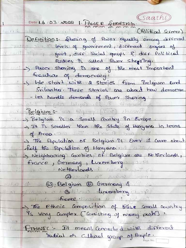 Class 10th CBSE Power Sharing Notes | PDF