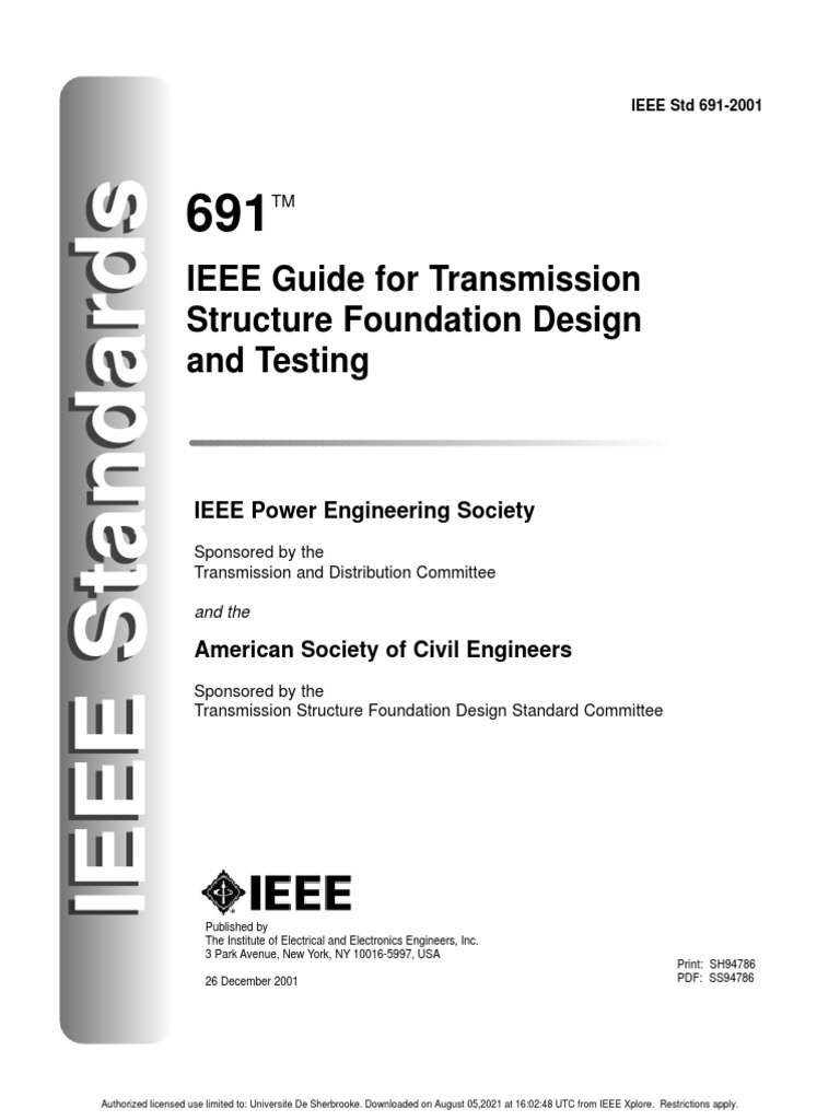 IEEE Guide For Transmission Structure Foundation | PDF | Deep ...