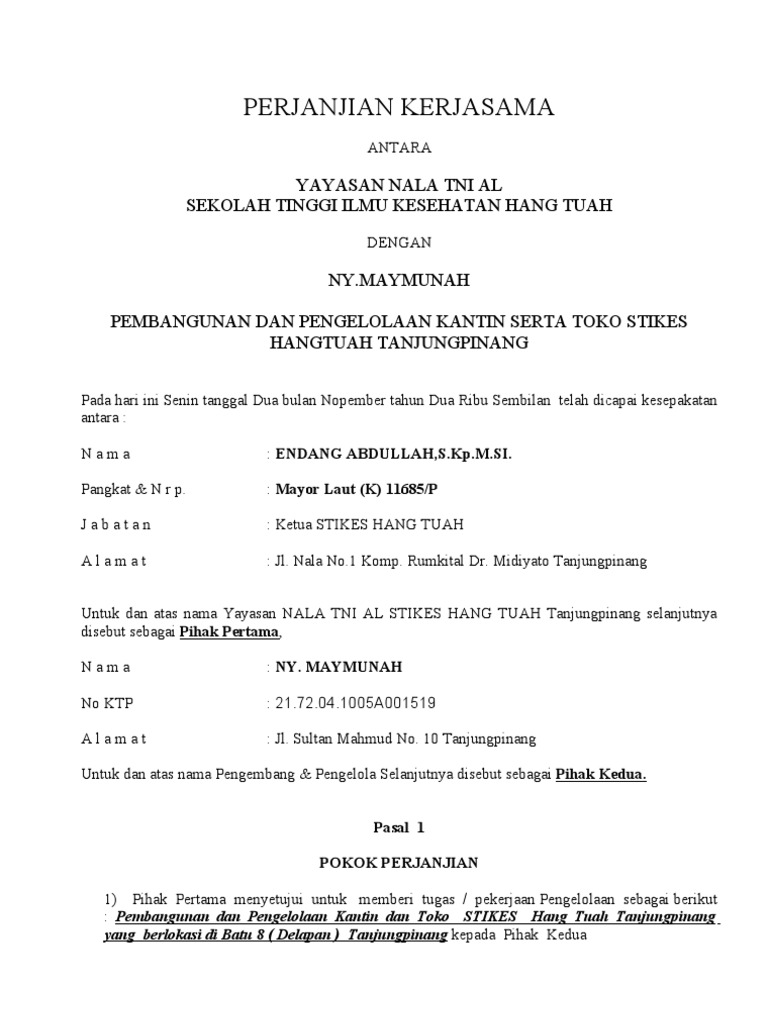 MoU Kantin Stikes | PDF