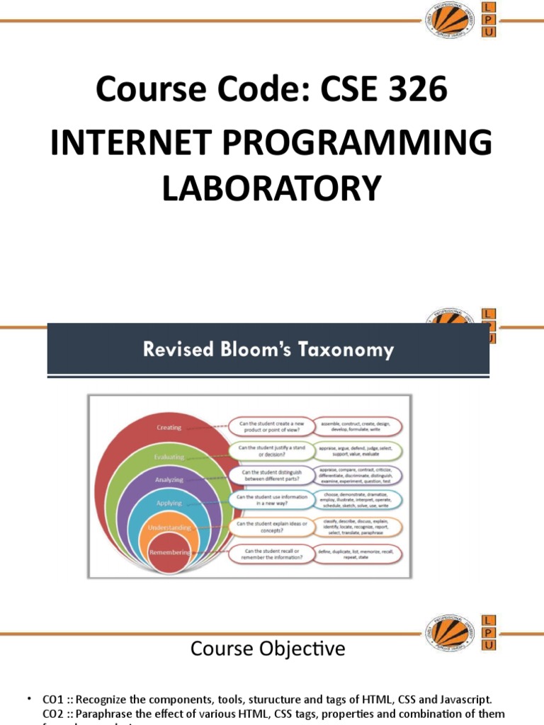 Course Code: CSE 326 Internet Programming Laboratory | PDF | Html Element | Html