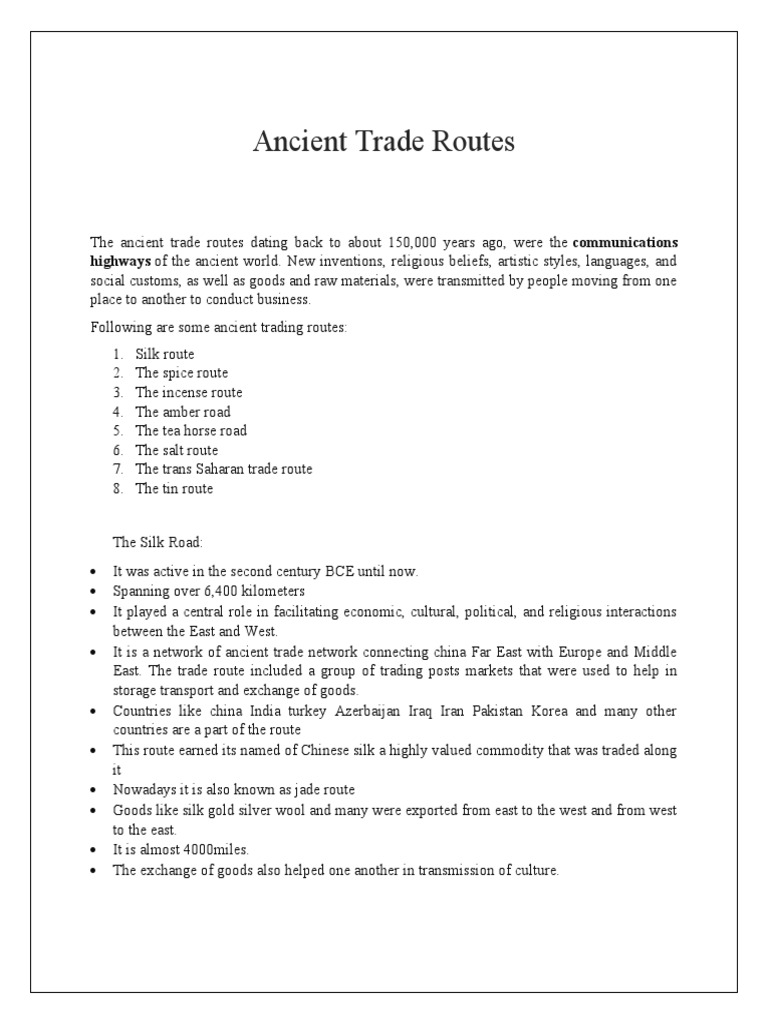 Ancient Trade Routes | PDF