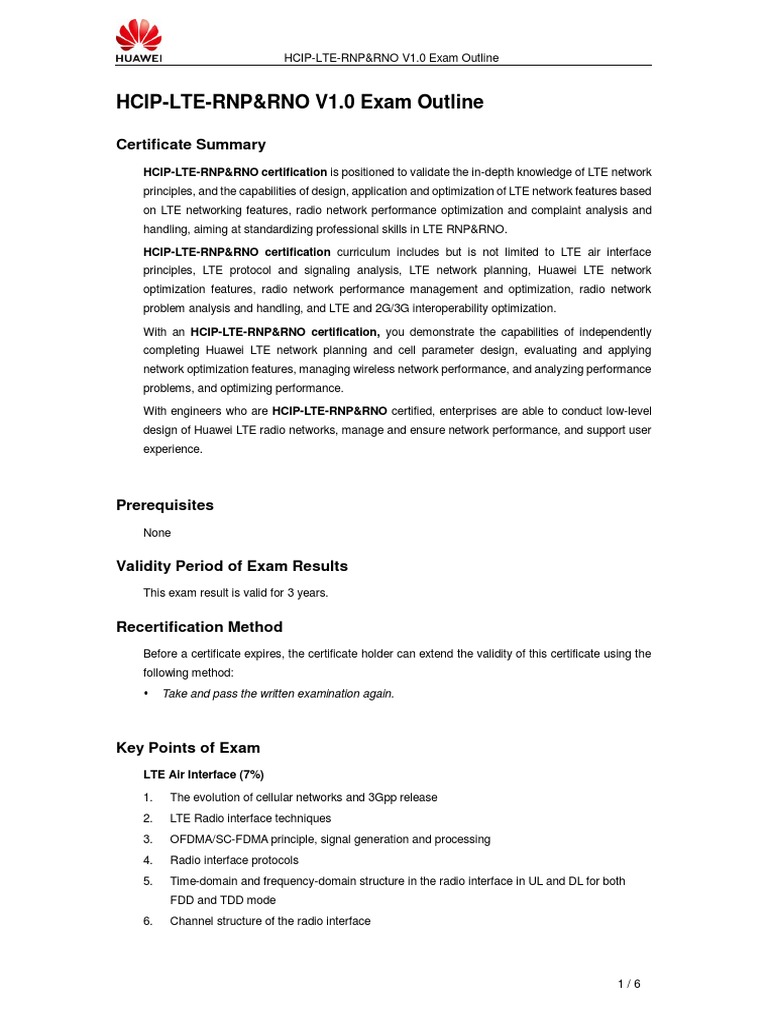 HCIP-LTE RNP&RNO Exam Overview | PDF | Lte (Telecommunication) | Mobile ...