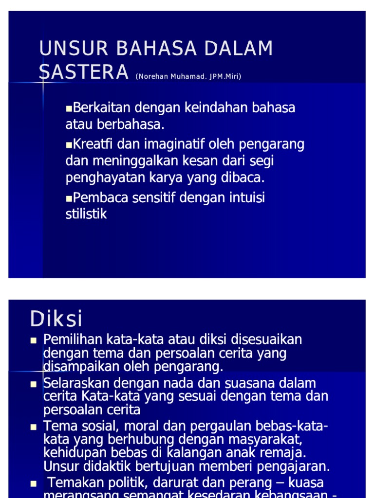 Unsur Bahasa Dalam Sastera | PDF