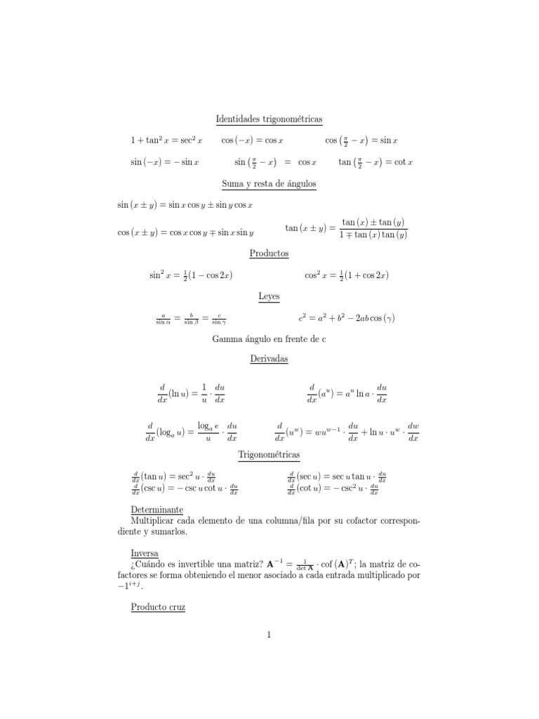 Formulario Algebra Lineal | PDF | Funciones y mapeos | Teoría de la matriz