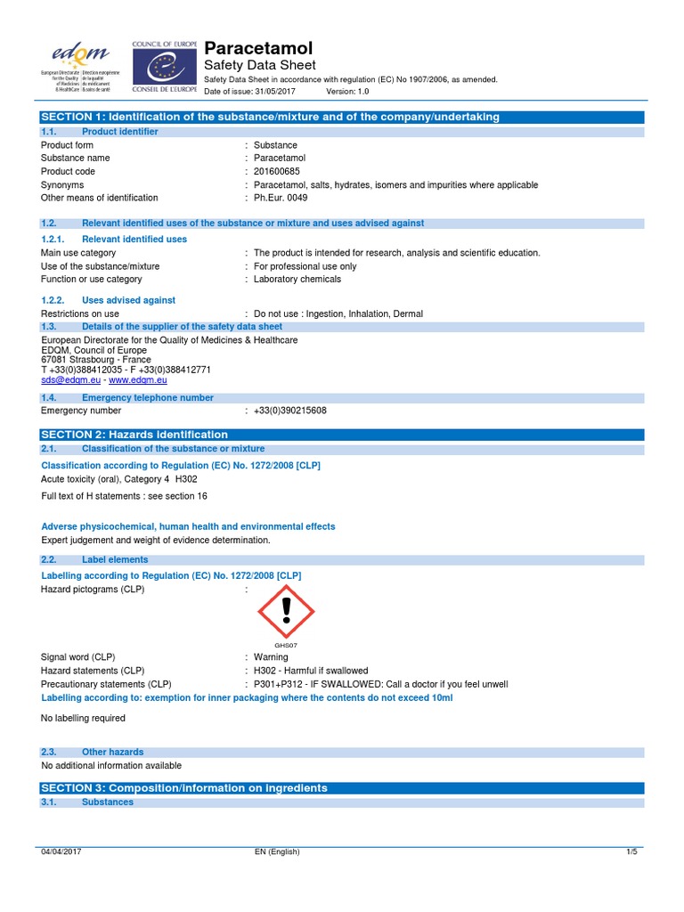 Paracetamol | PDF | Toxicity | Chemical Substances