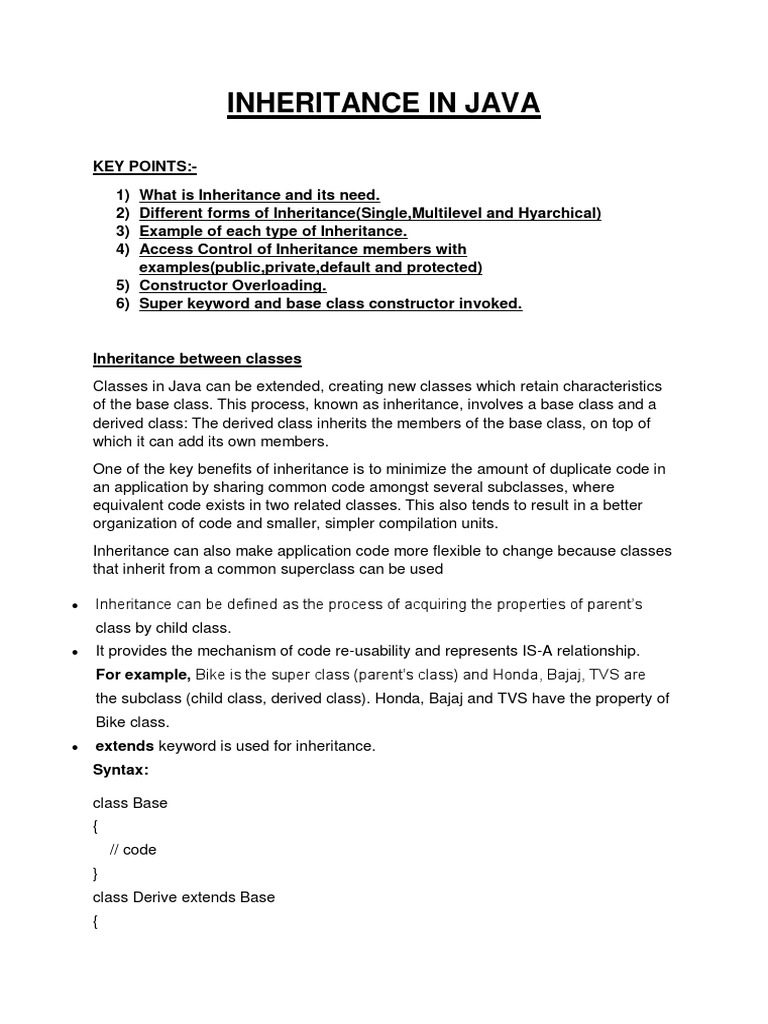 Class9 Inheritance In Java Pdf Inheritance Object Oriented Programming Class Computer 3772