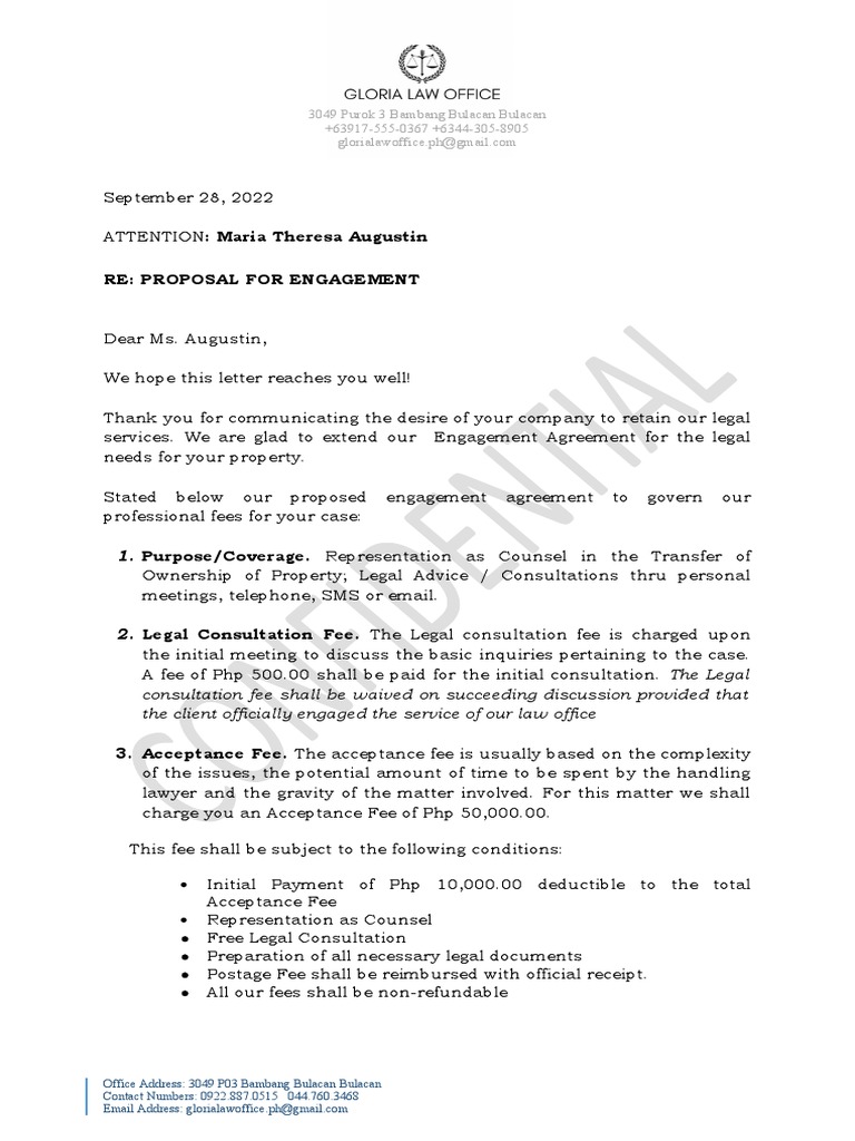 Engagement Letter | PDF | Lawyer | Fee