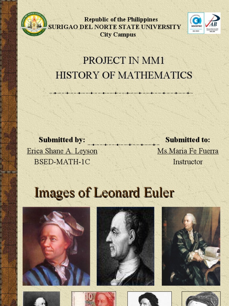 History of Mathematics-Euler's | PDF | Leonhard Euler | Teaching Mathematics