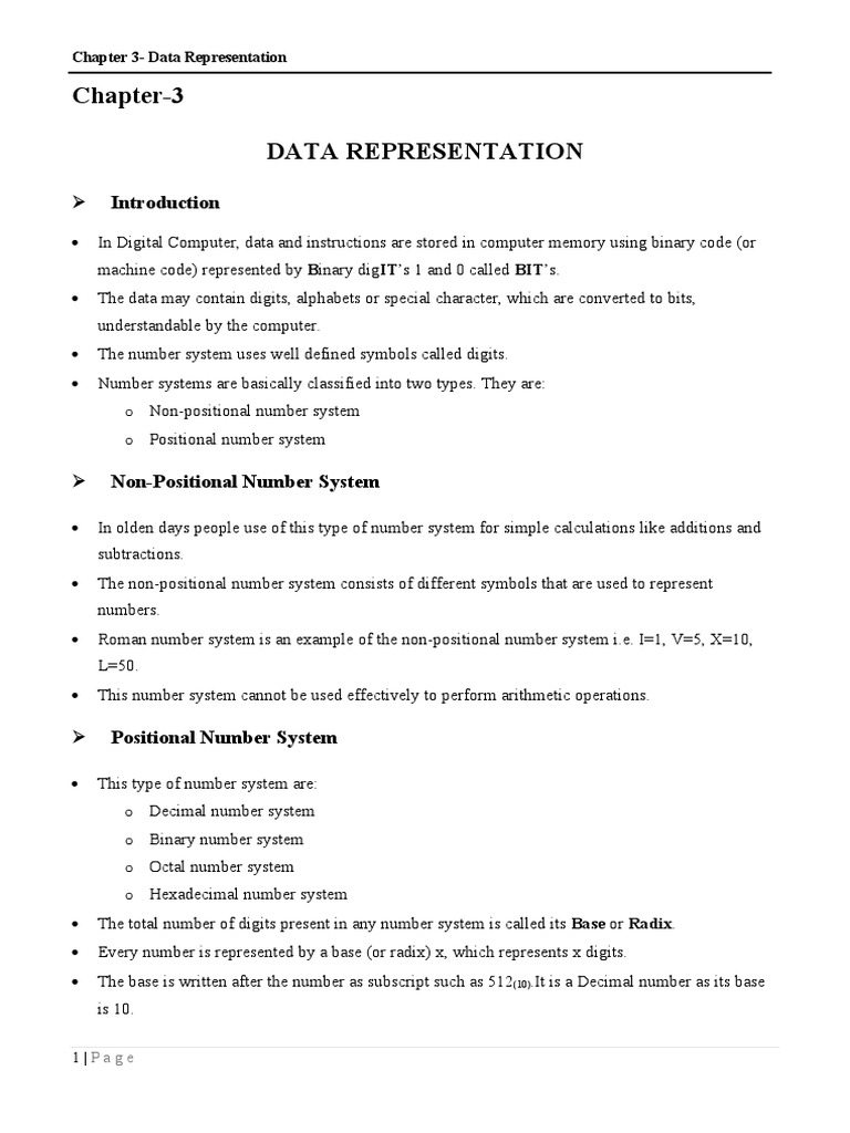 Chapter 3 Data Representation | PDF