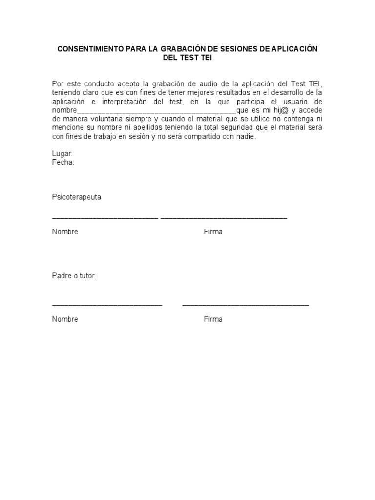 Consentimiento para Grabar | PDF Consentimiento para Grabar | PDF