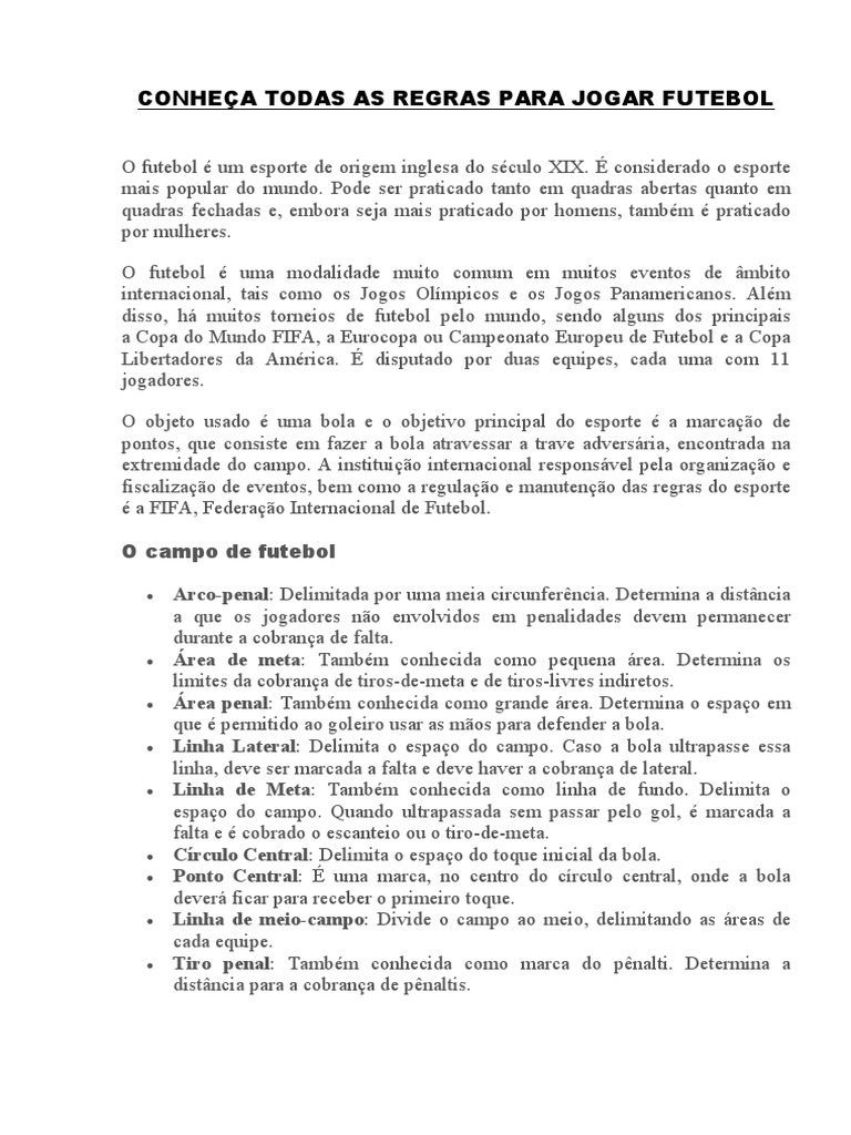 [As Regras Fundamentais do Futebol] | PDF | Futebol | Jogos com bola