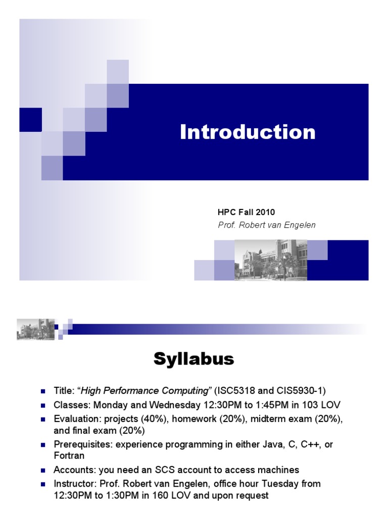 HPC Fall 2010: Prof. Robert Van Engelen | PDF | Parallel Computing | Supercomputer