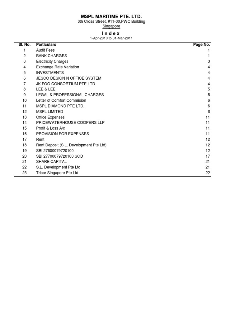 MSPL Maritime Financial Overview 2010-2011 | PDF | Technology & Engineering