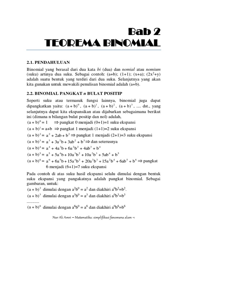Bab-2-Teorema Binomial | PDF