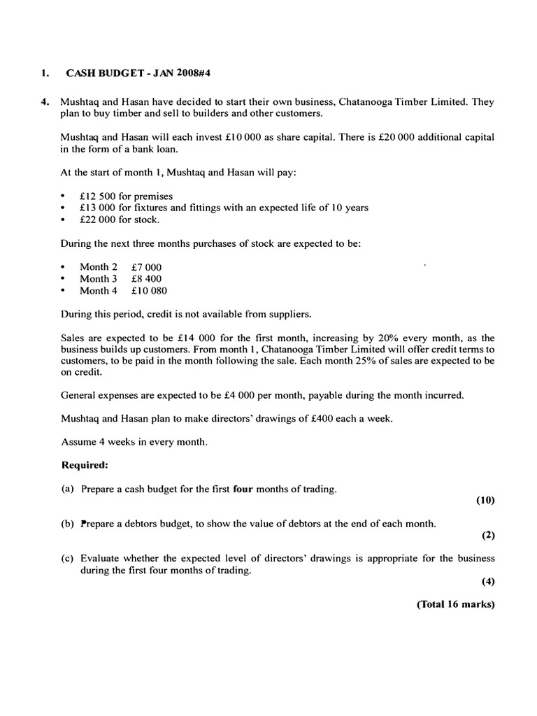 Worksheet - Cash budgetIAL CHAPTERWISE WORKSHEET QP | PDF | Insurance ...